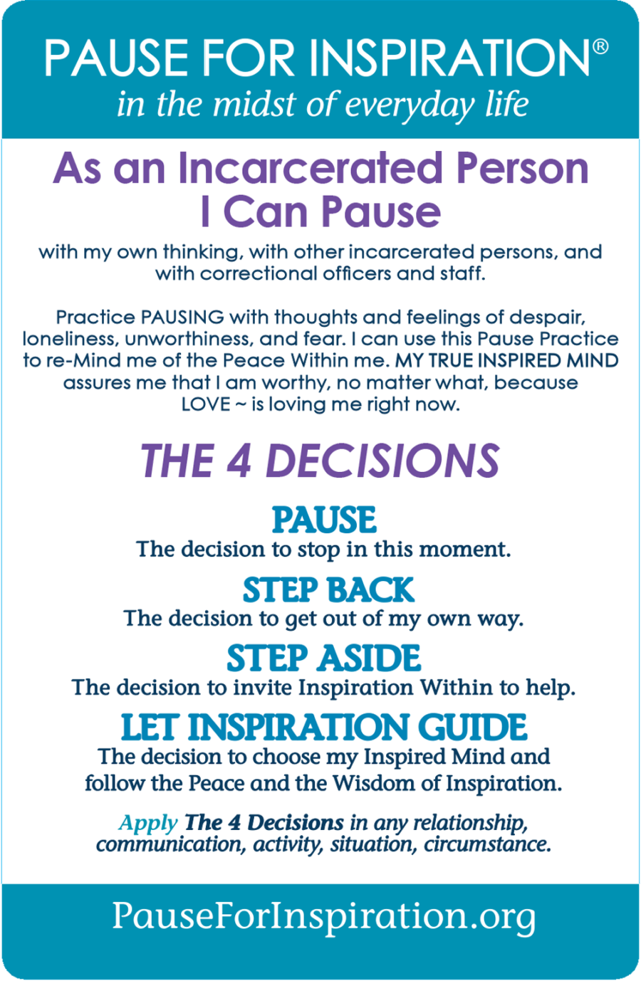 Pause for Inspiration | Are you willing to pause, step back, step aside ...